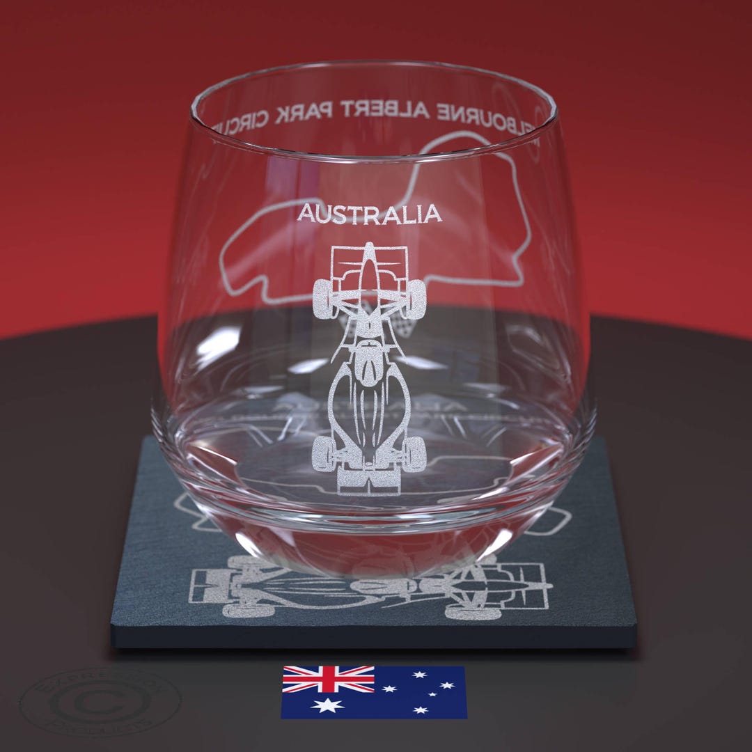 Australian Melbourne F1 Grand Prix Engraved Whiskey Tumbler Glass and ...