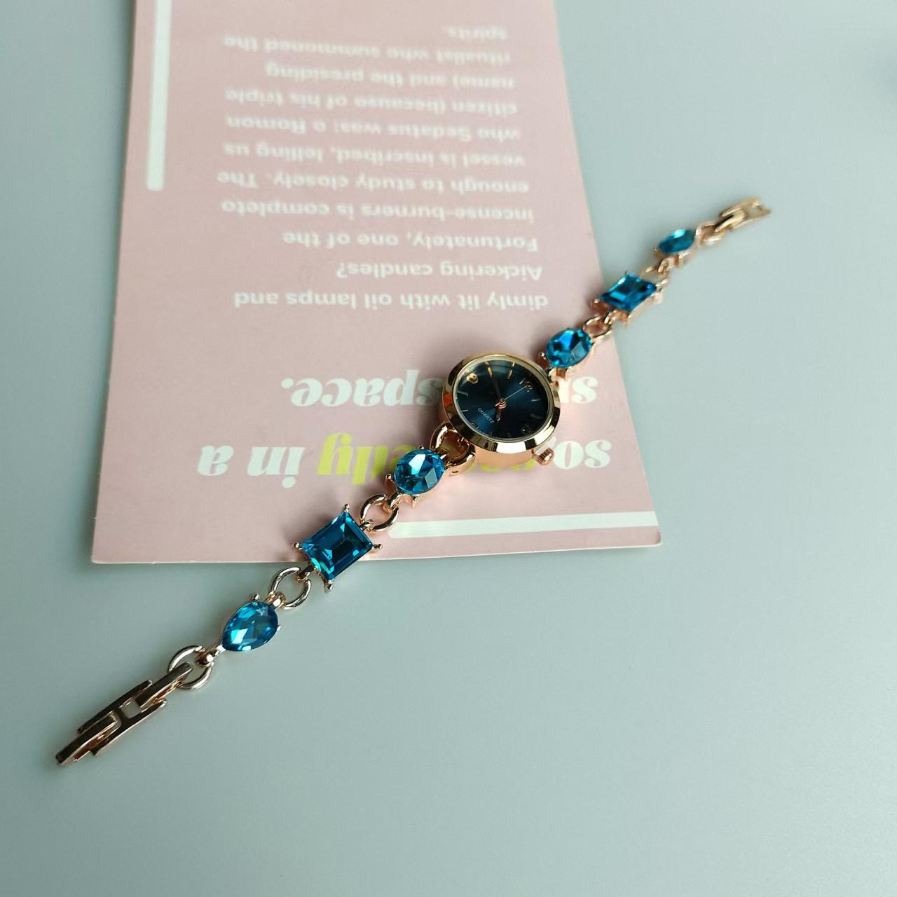 Vintage Women's Blue Gold Watch Blue Women's Watch Exquisite Women's ...