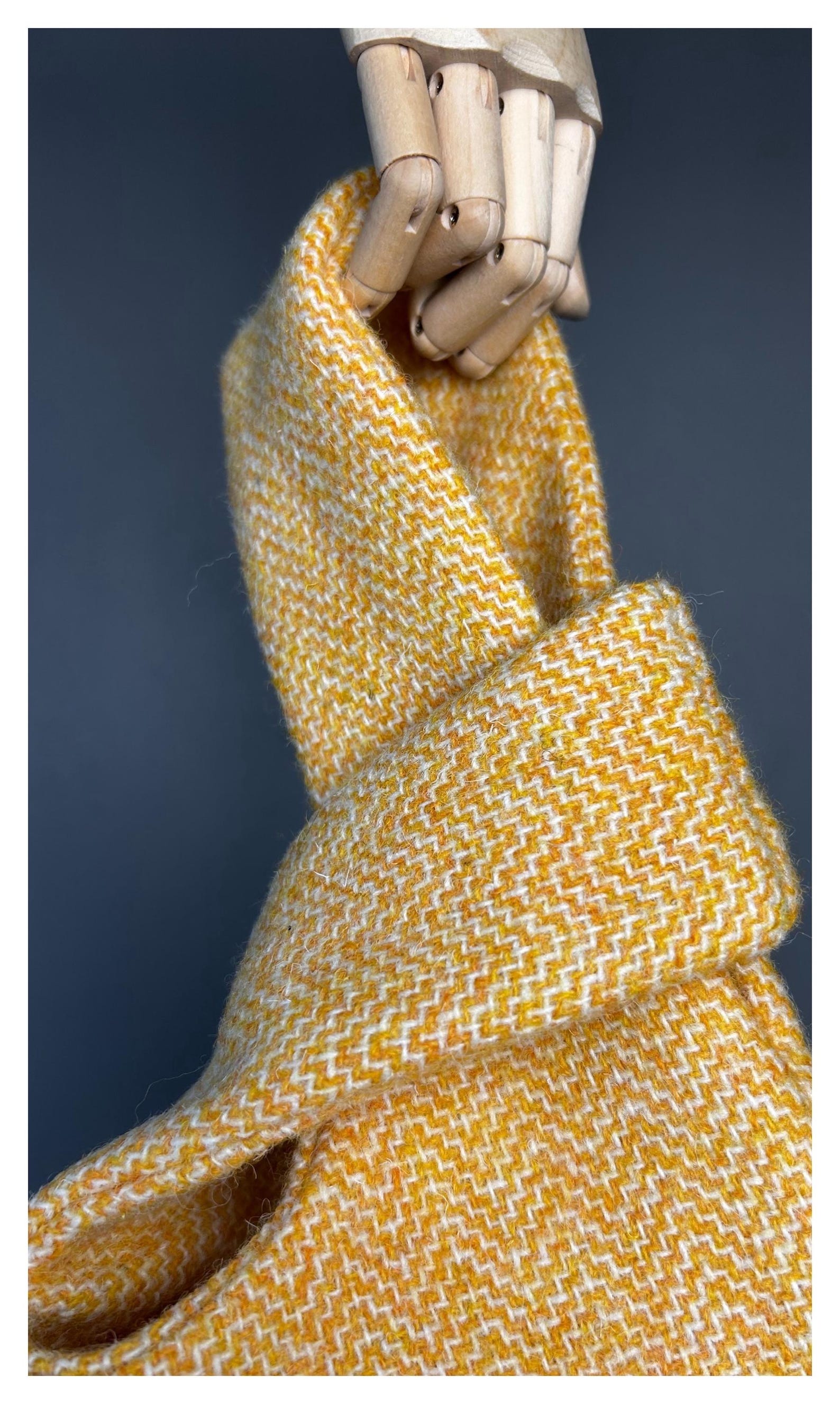 Yellow Harris Tweed Japanese Knot Bag: Sustainable Herringbone Wrist ...