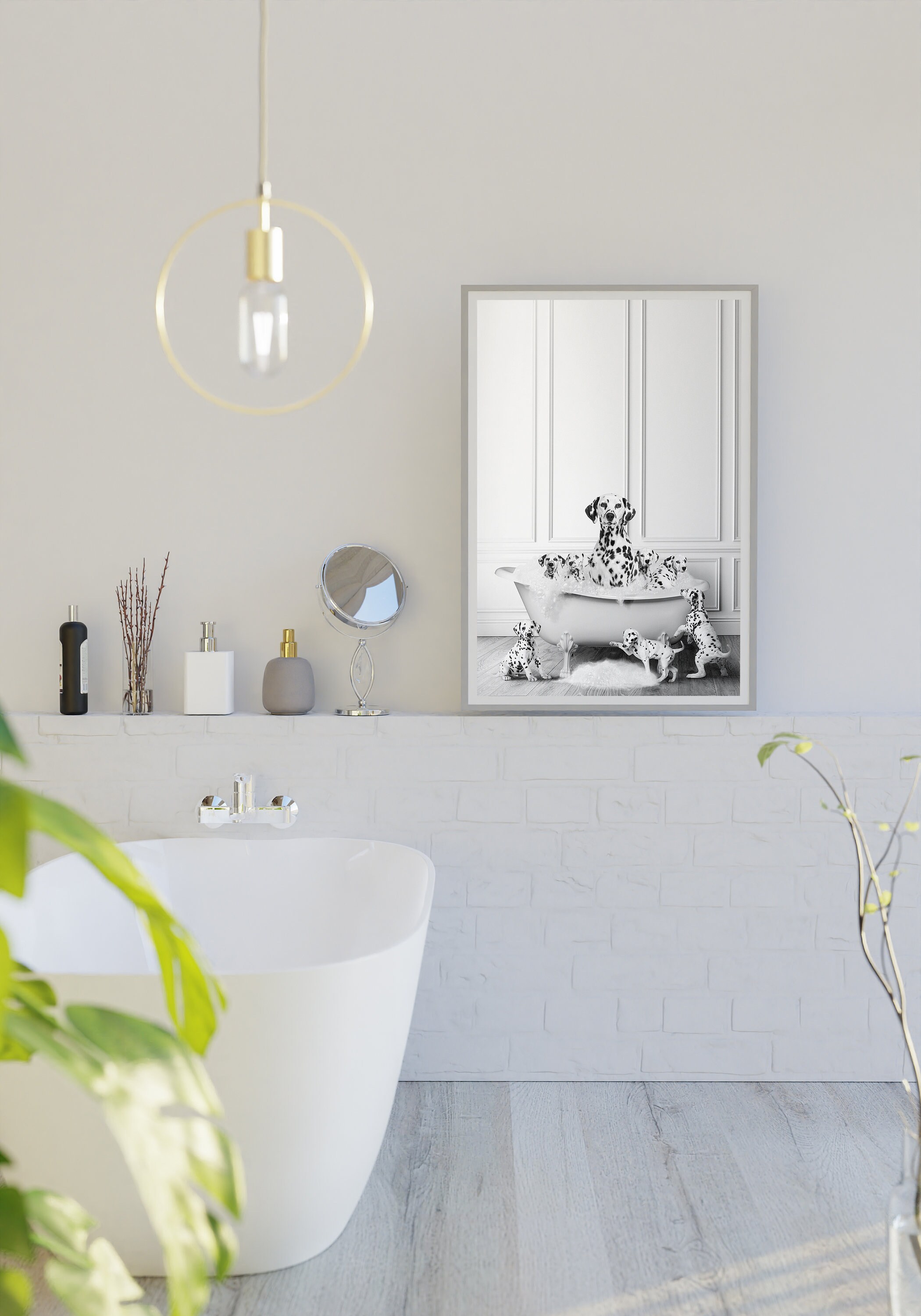 Dalmatian Dog Family Bath Time Printable Bathroom Wall Art for Pet ...