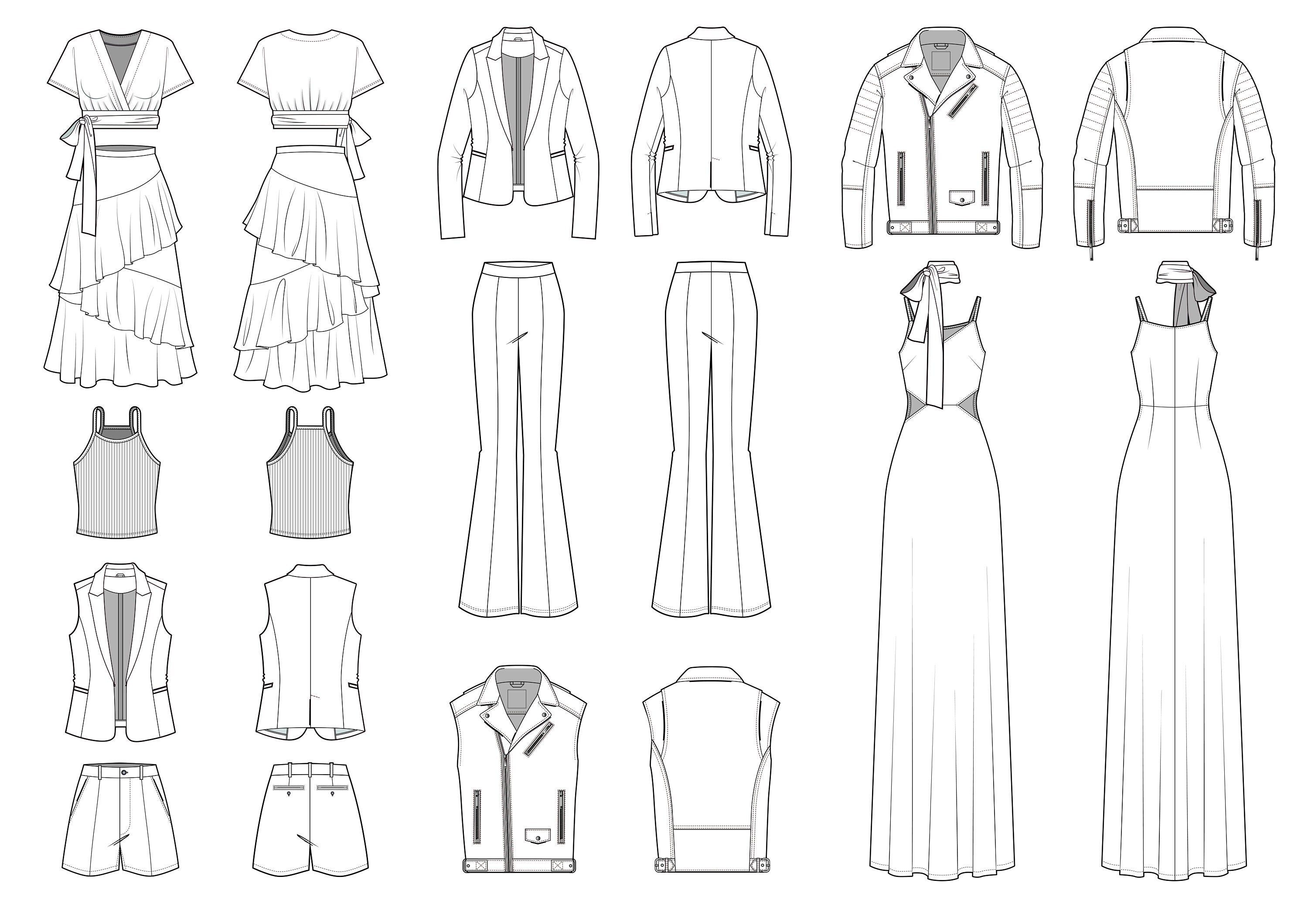 Technical Fashion Sketches - Womenswear - Etsy