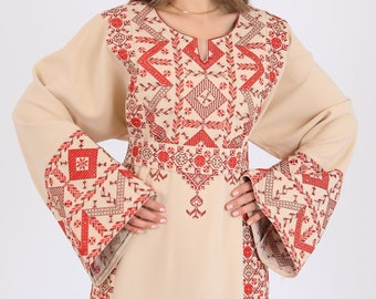 Palestinian Thobe Tatreez Embroidery Dress Black and Red Yashmak - Etsy