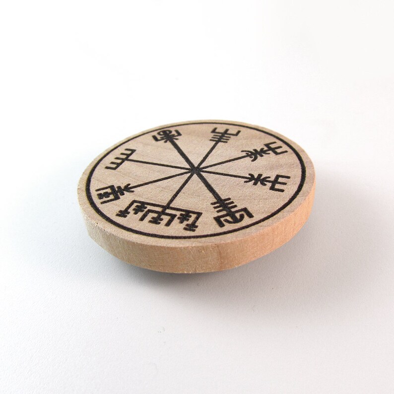 Vegvisir Viking Runic Compass Laser Burned Wooden Magnet - Etsy