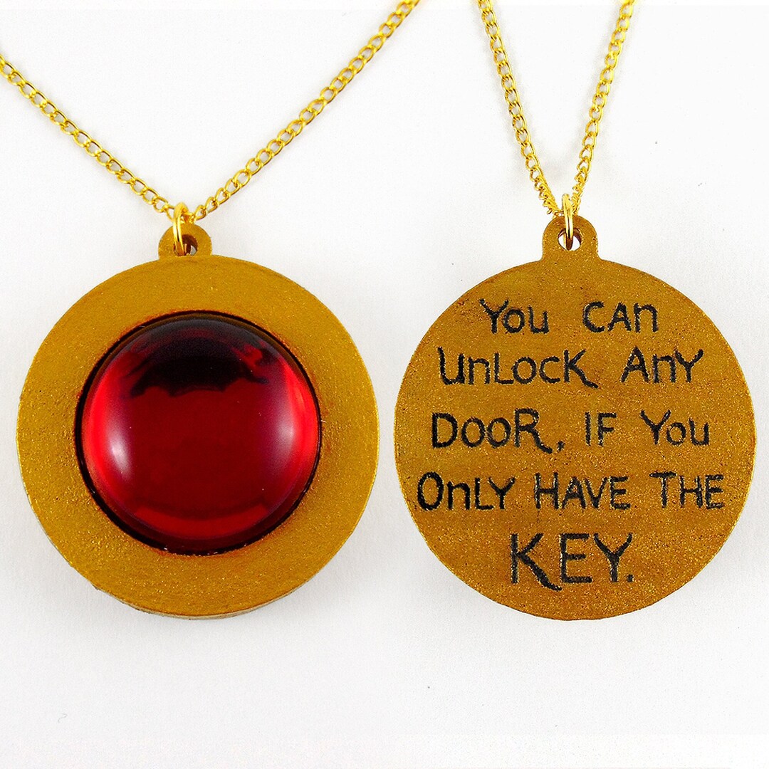 Red and Gold Sparkly Pendant and Necklace With Inscription Secret of ...