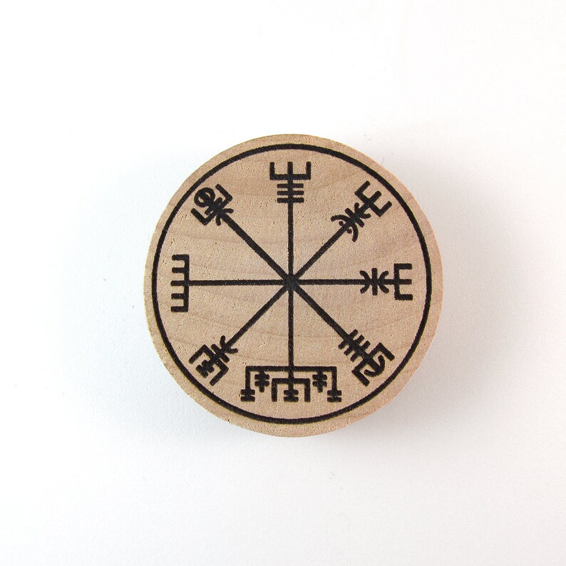 Vegvisir Viking Runic Compass Laser Burned Wooden Magnet - Etsy