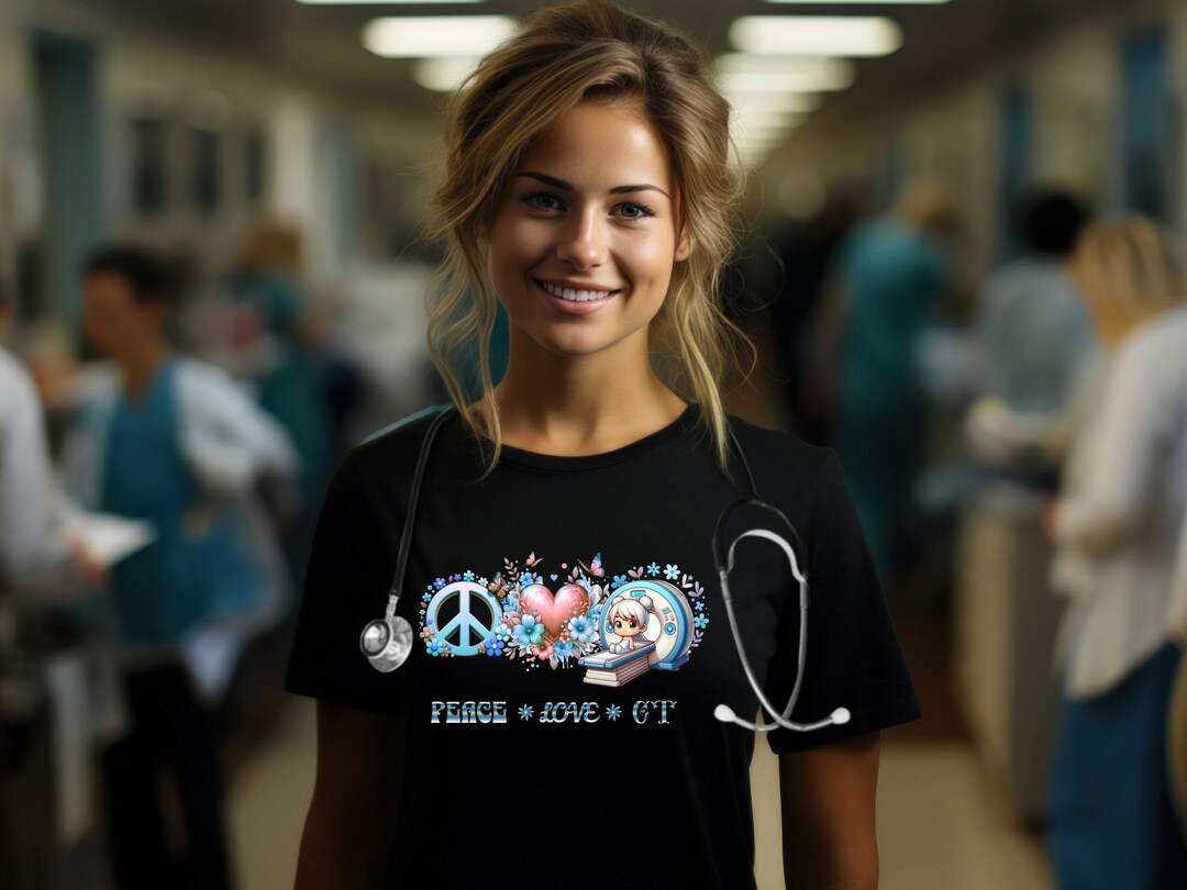 Peace Love CT Tech Shirt, Medical Imaging Professional Tshirt, Fun ...