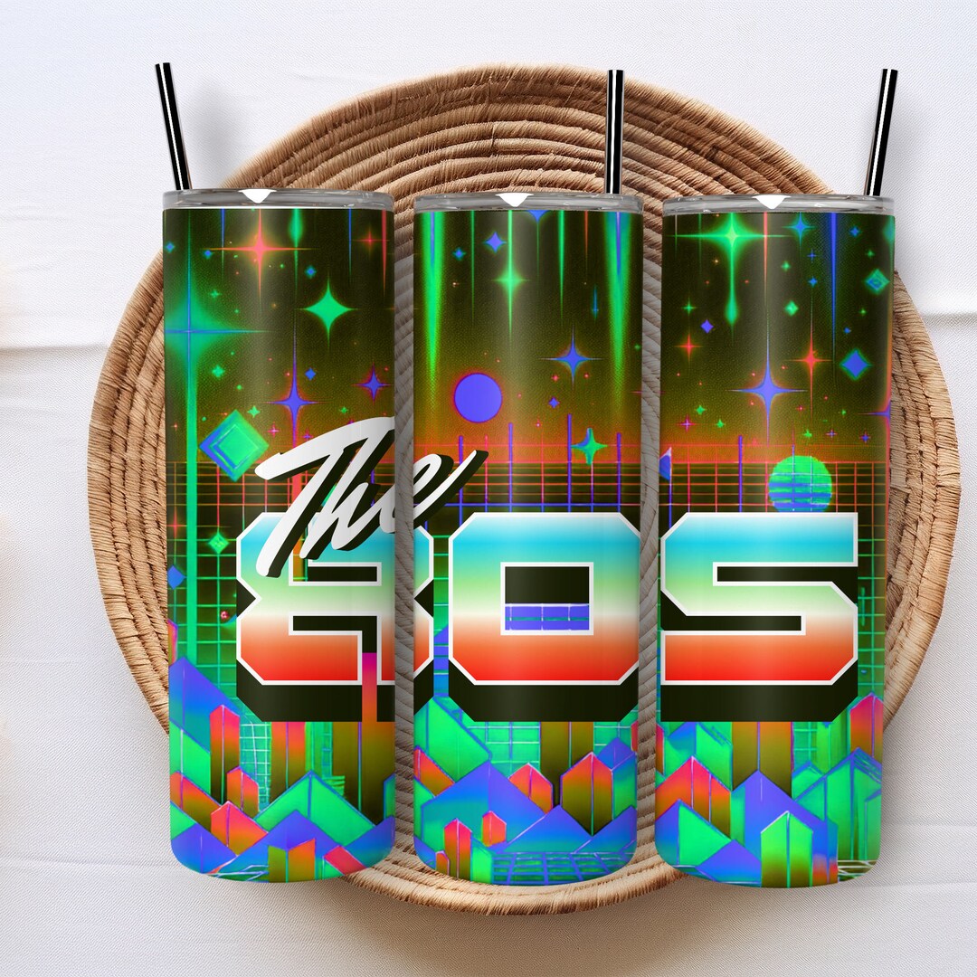 Tumbler Wrap Png for 20 Oz Tumbler, Retro Eighties Design Png, Digital ...