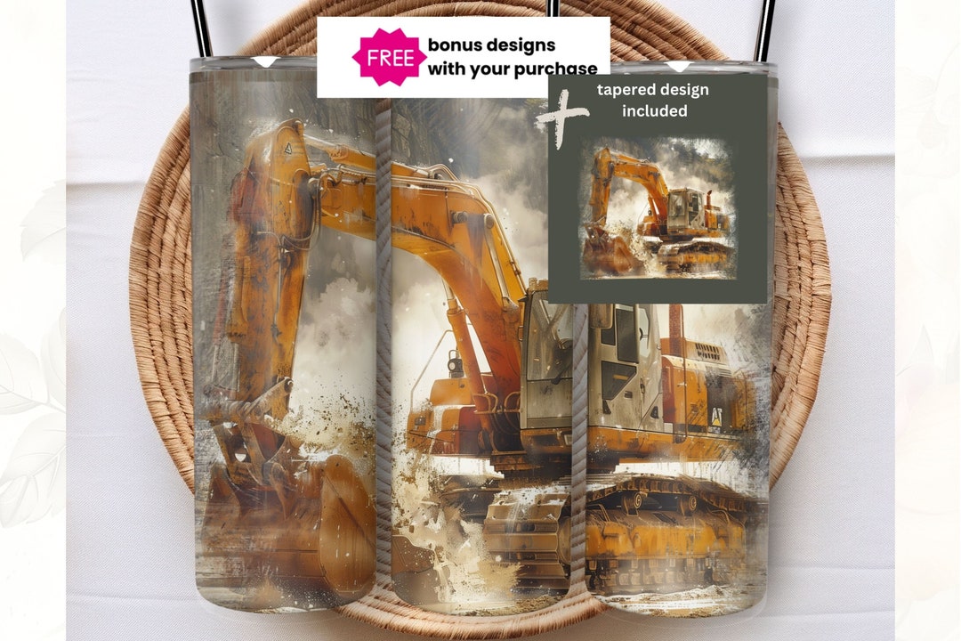 Construction Tumbler Wrap, Sublimation PNG With Vehicles Tractors ...