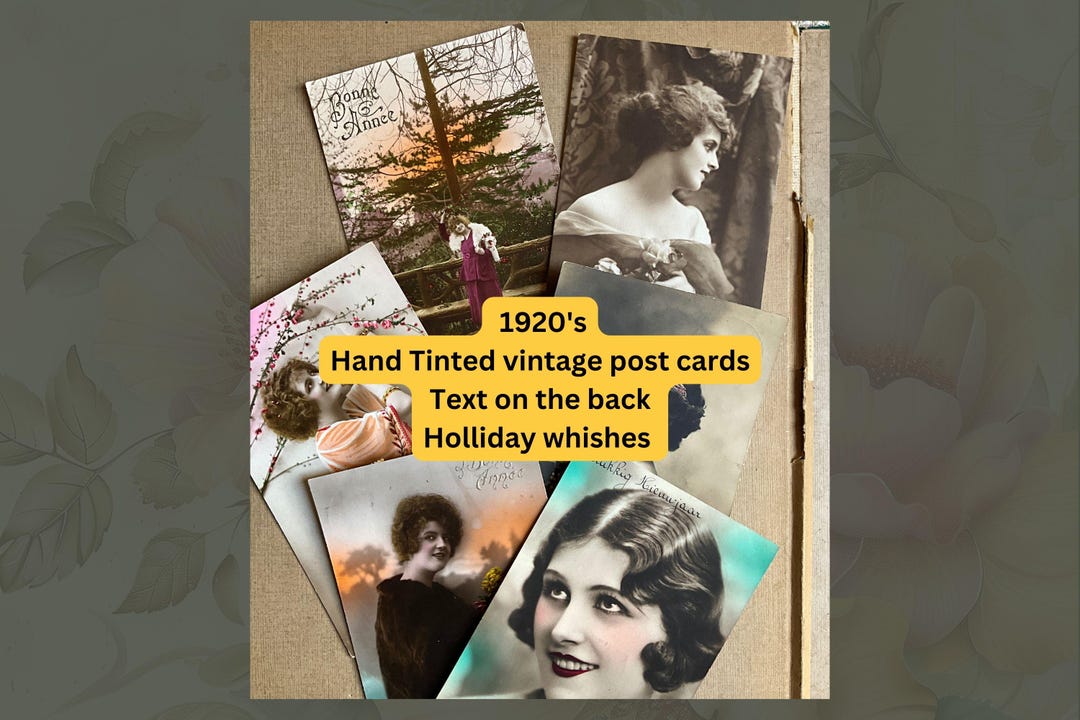 1920s Hand-tinted Vintage Postcards With Holiday Wishes Antique ...