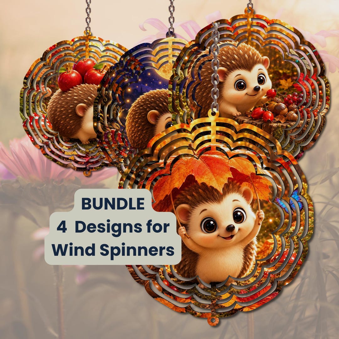 4 Sublimation Designs Hedgehog - Round Ornament Design - Digital ...