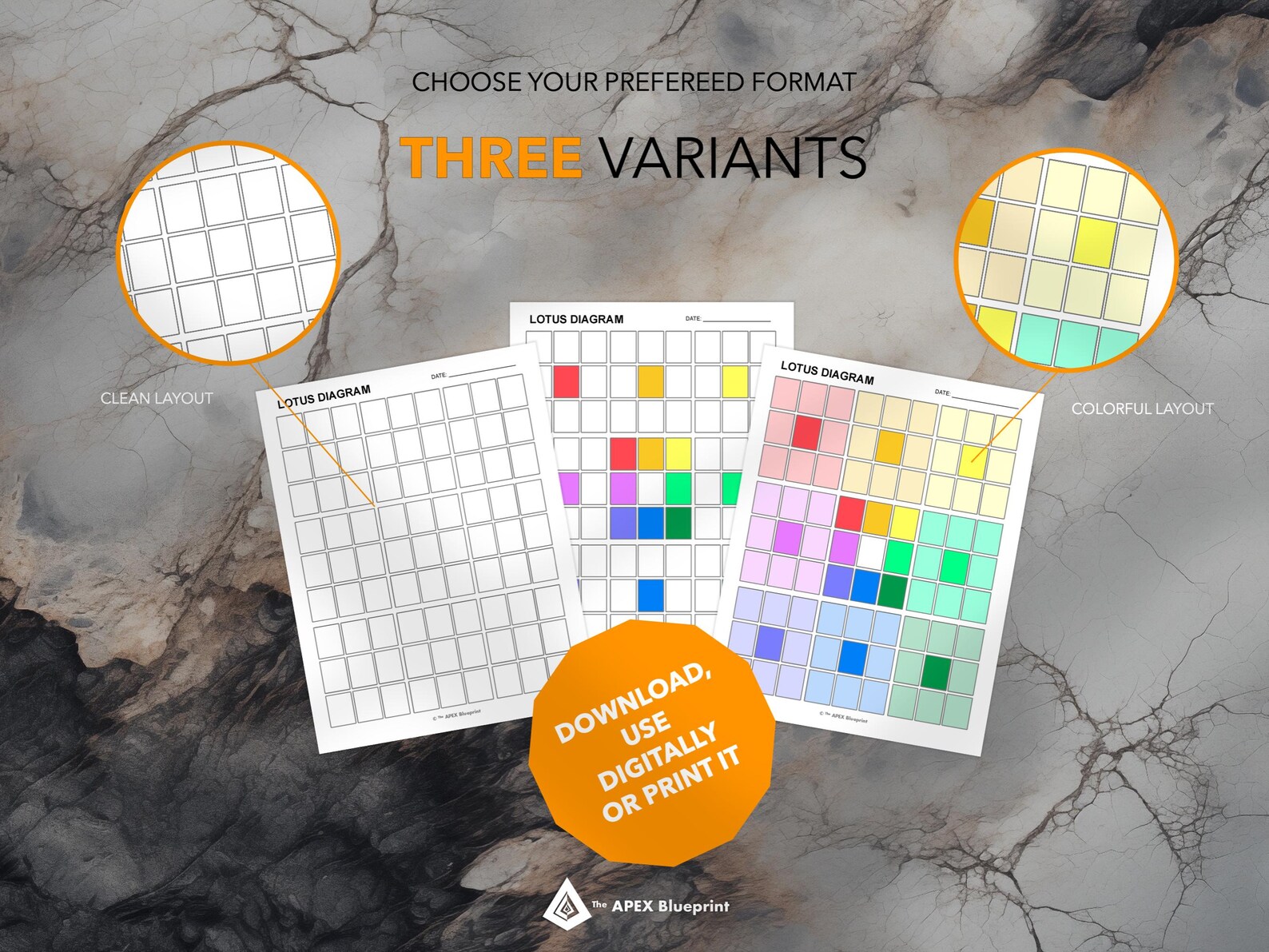 Lotus Diagram Template: Brainstorming Tool (printable PDF) - Etsy