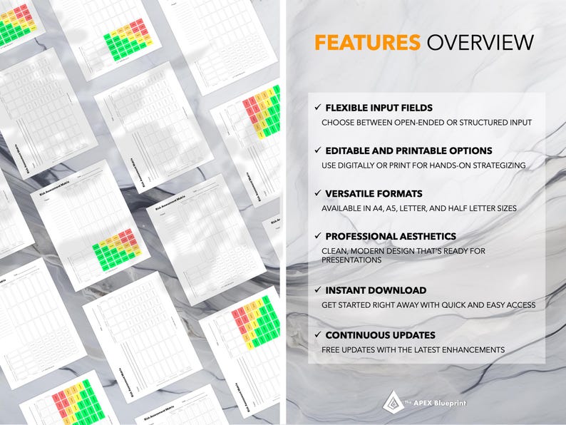 Risk Assessment Matrix | Printable & Fillable PDF Template, A4, A5 ...