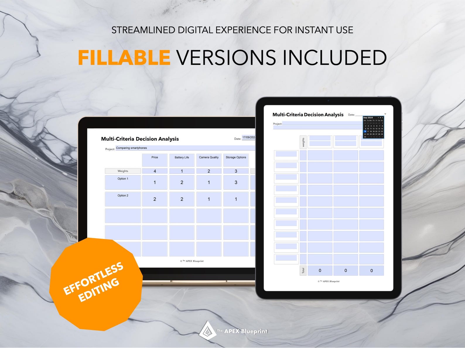 Multi-criteria Decision Analysis Template | Editable & Printable PDF A4 ...