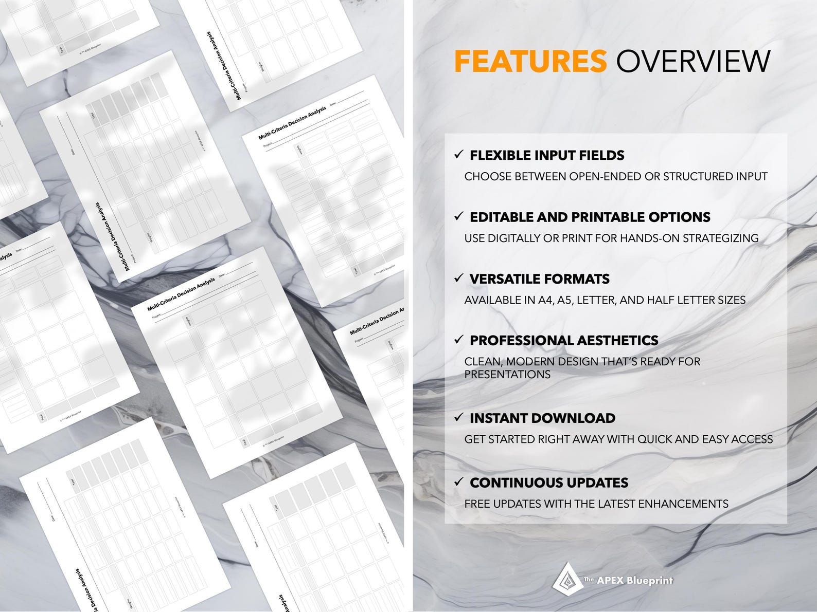 Multi-criteria Decision Analysis Template | Editable & Printable PDF A4 ...