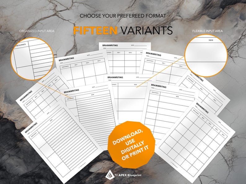 Brainwriting Template | Printable & Fillable PDF, A4, A5, Letter, Half ...