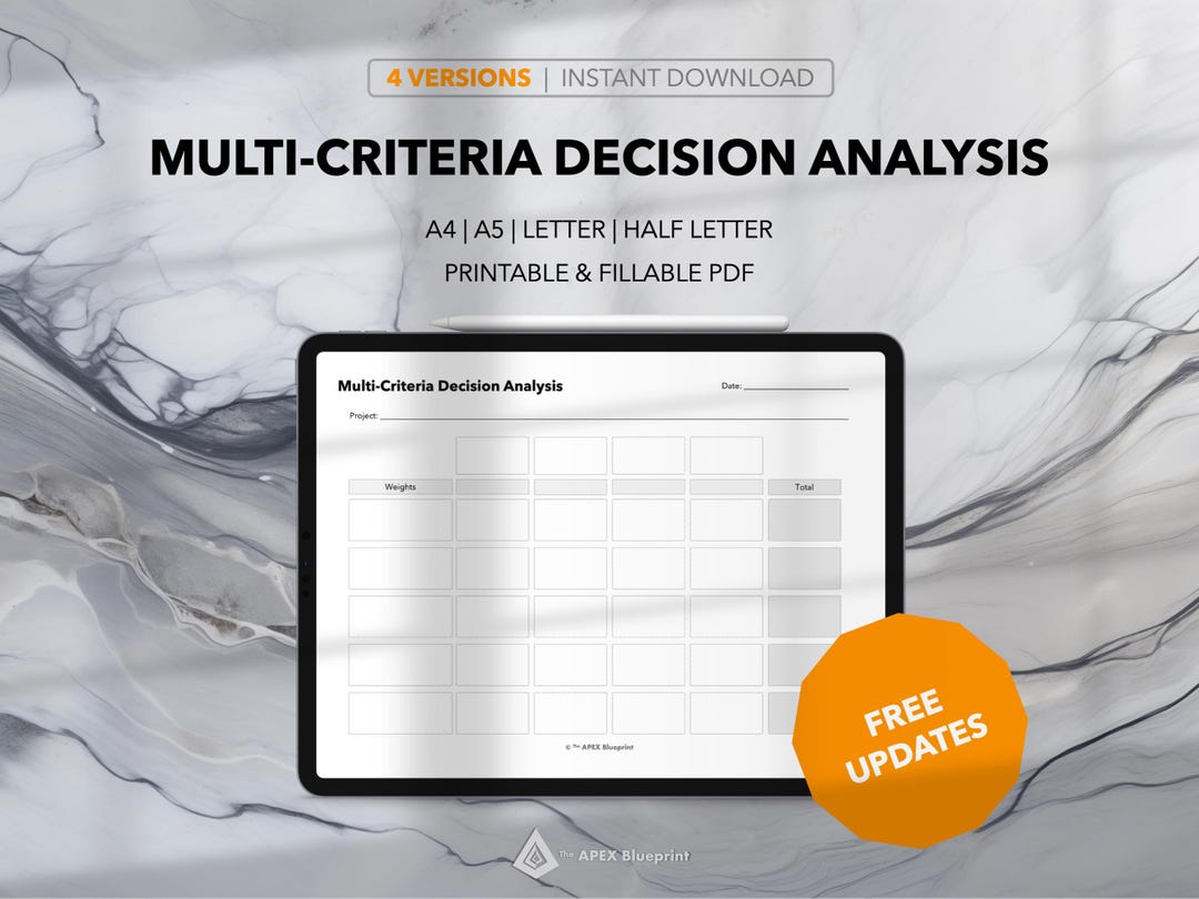 Multi-criteria Decision Analysis Template | Editable & Printable PDF A4 ...