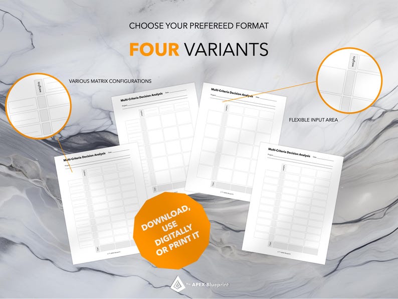 Multi-criteria Decision Analysis Template | Editable & Printable PDF A4 ...