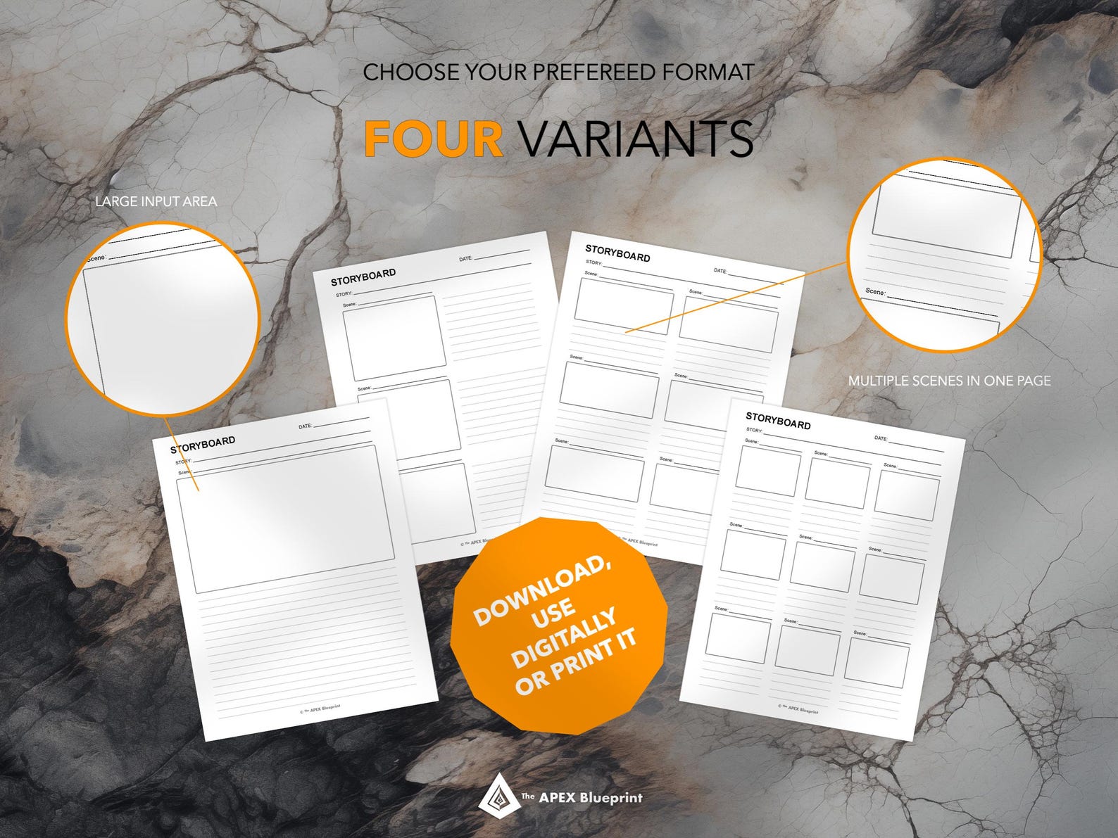 Printable Storyboard Template: Scene Layouts for Filmmakers (A4, A5 ...