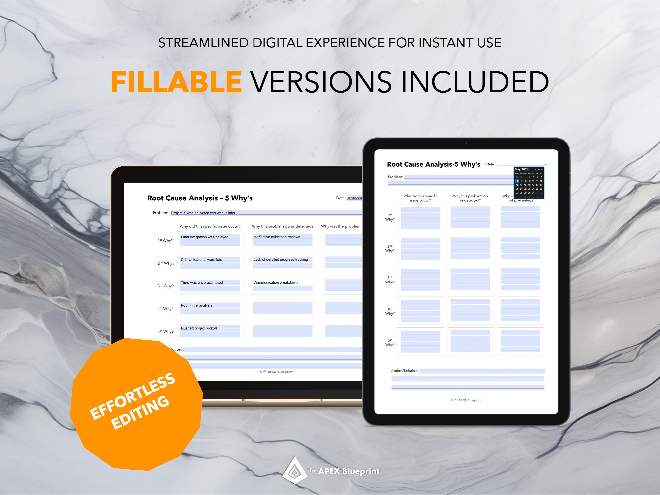 Root Cause Analysis Template: 5 Why's Method (printable & Fillable PDF ...