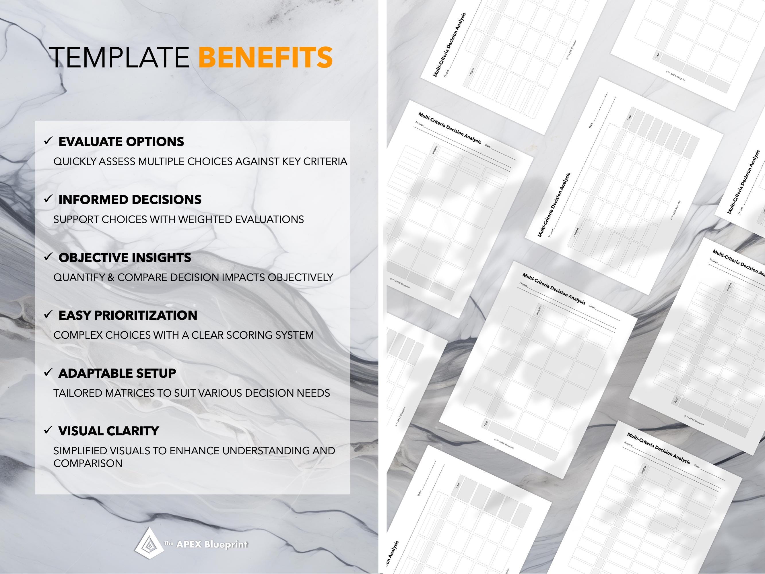 Multi-criteria Decision Analysis Template | Editable & Printable PDF A4 ...