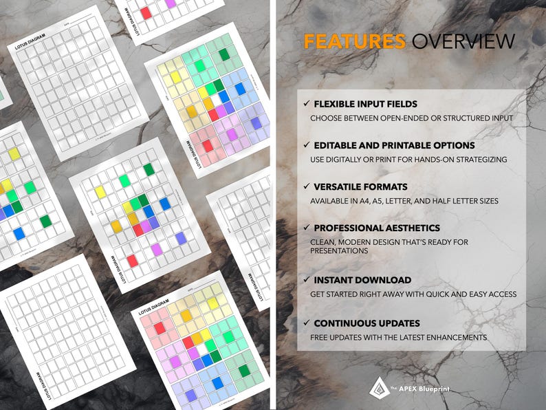Lotus Diagram Template: Brainstorming Tool (printable PDF) - Etsy