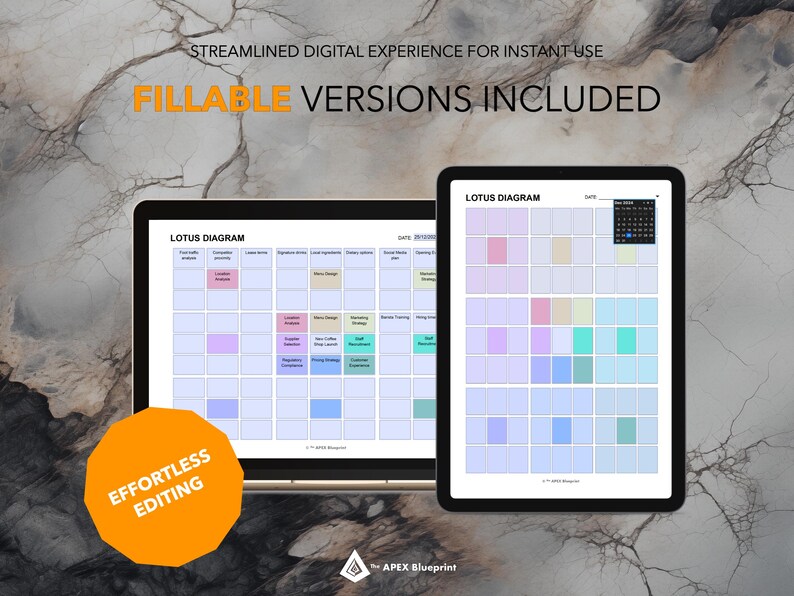 Lotus Diagram Template: Brainstorming Tool (printable PDF) - Etsy
