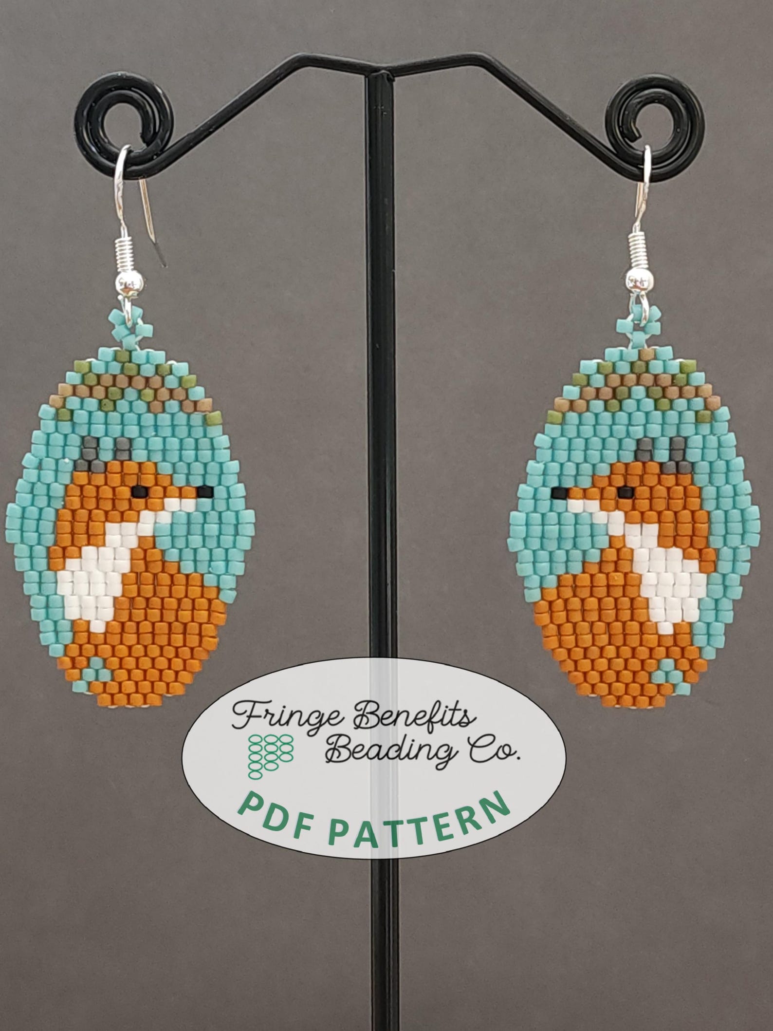 PDF BEADING PATTERN - Fox Beaded Oval Earrings Pattern - Etsy