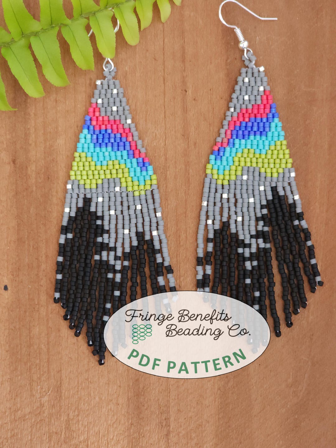 PDF BEADING PATTERN - Aurora Borealis / Northern Lights Fringe Earrings ...