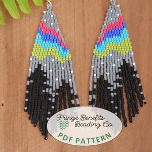 PDF BEADING PATTERN - Aurora Borealis / Northern Lights Fringe Earrings ...