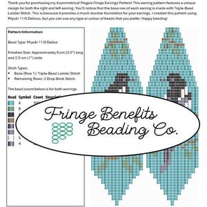 PDF BEADING PATTERN - Birds! Magpie Beaded Fringe Earrings Pattern ...