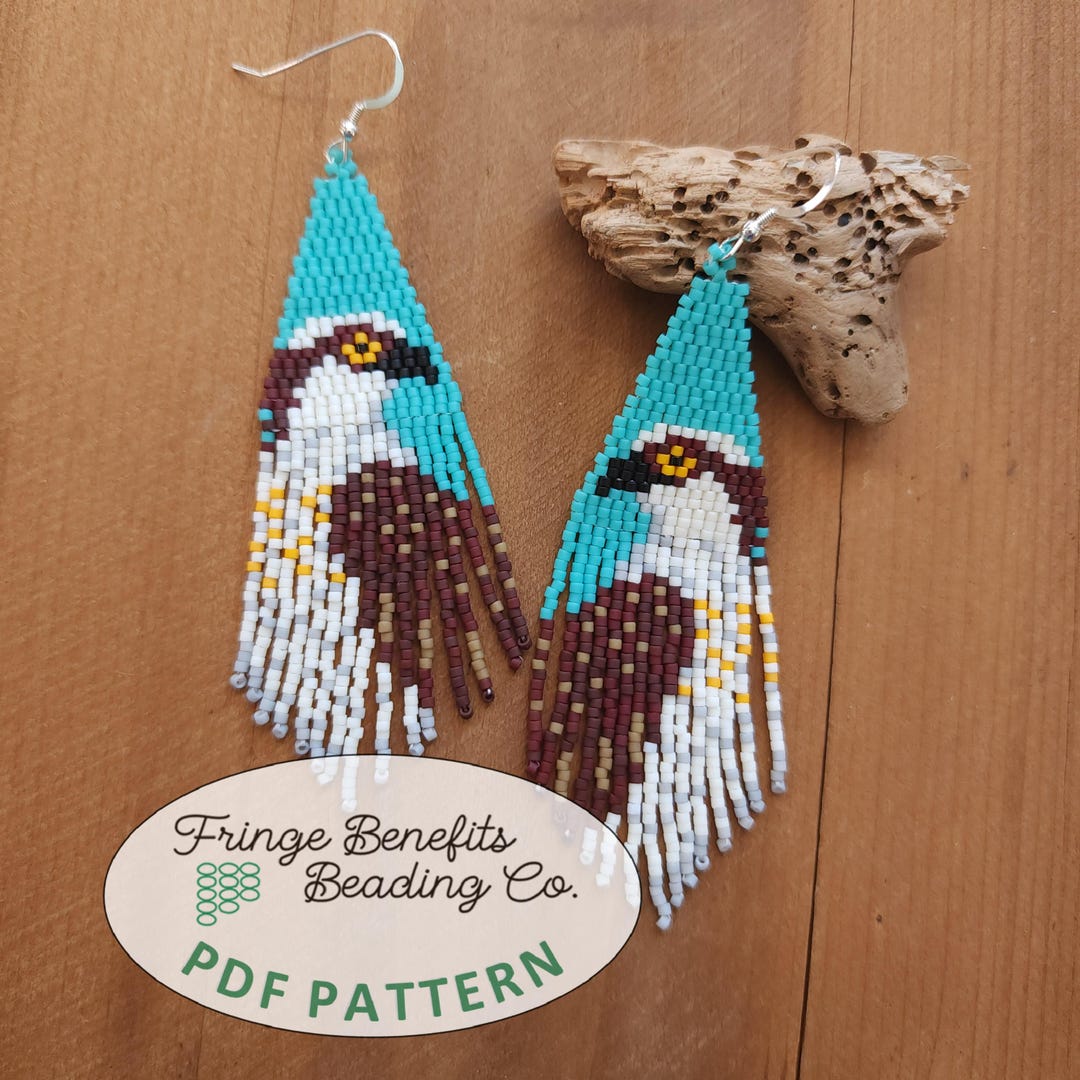 Osprey Beading Pattern PDF – Brick Stitch Bird Fringe Earring Pattern ...