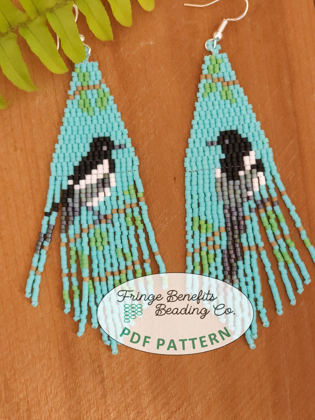 PDF BEADING PATTERN - Birds! Magpie Beaded Fringe Earrings Pattern ...