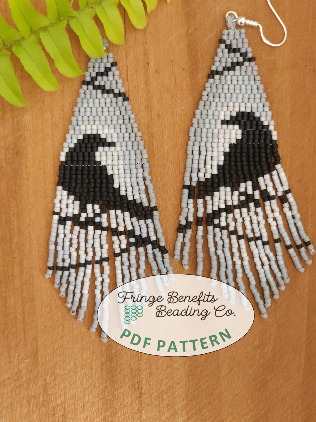 PDF BEADING PATTERN - Birds! Raven at Midnight Beaded Fringe Earrings ...