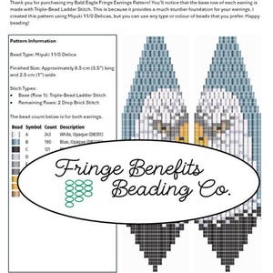 PDF BEADING PATTERN - Birds! Bald Eagle Beaded Fringe Earrings Pattern ...