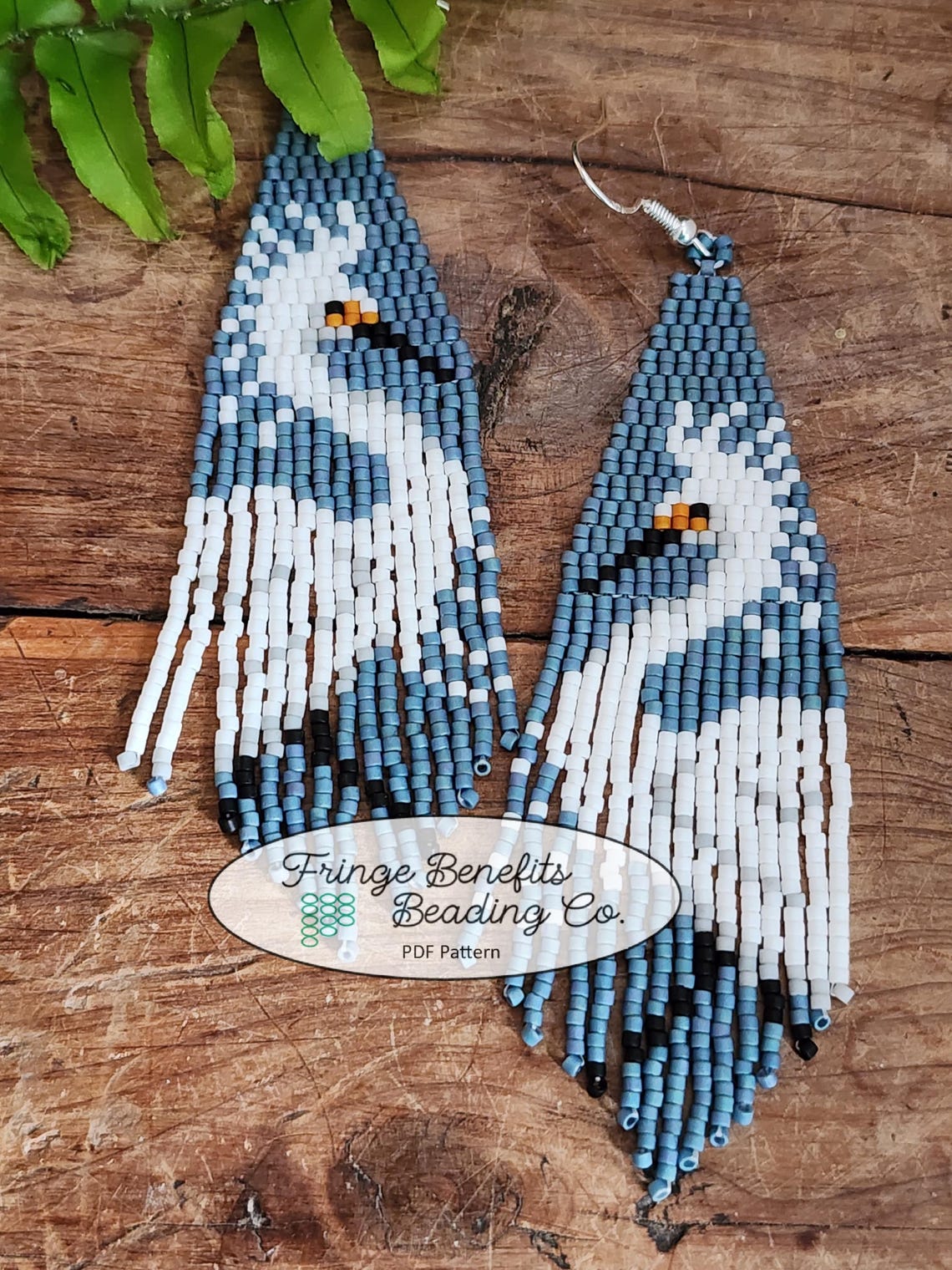 Birds Snowy Egret Beaded Fringe Earring Pattern by Fringe Benefits ...