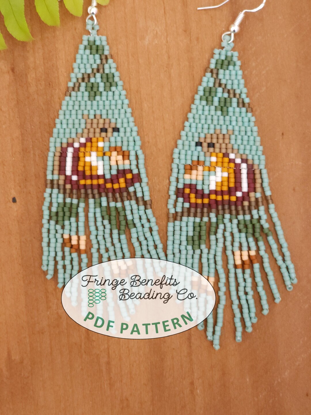 PDF BEADING PATTERN - Chipmunk - Beaded Fringe Earrings - Etsy