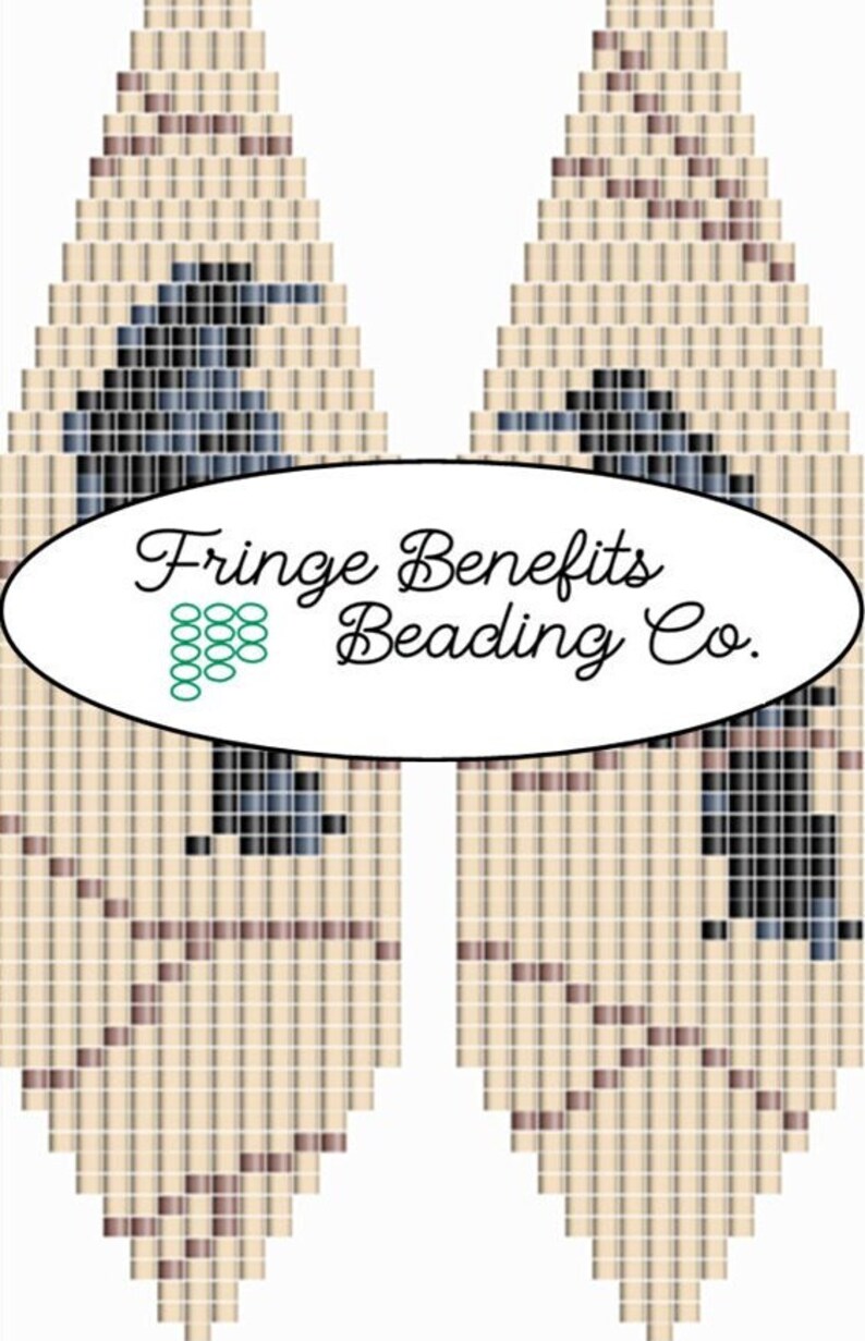 Birds Asymmetrical Raven Beaded Fringe Earring Pattern by Fringe ...