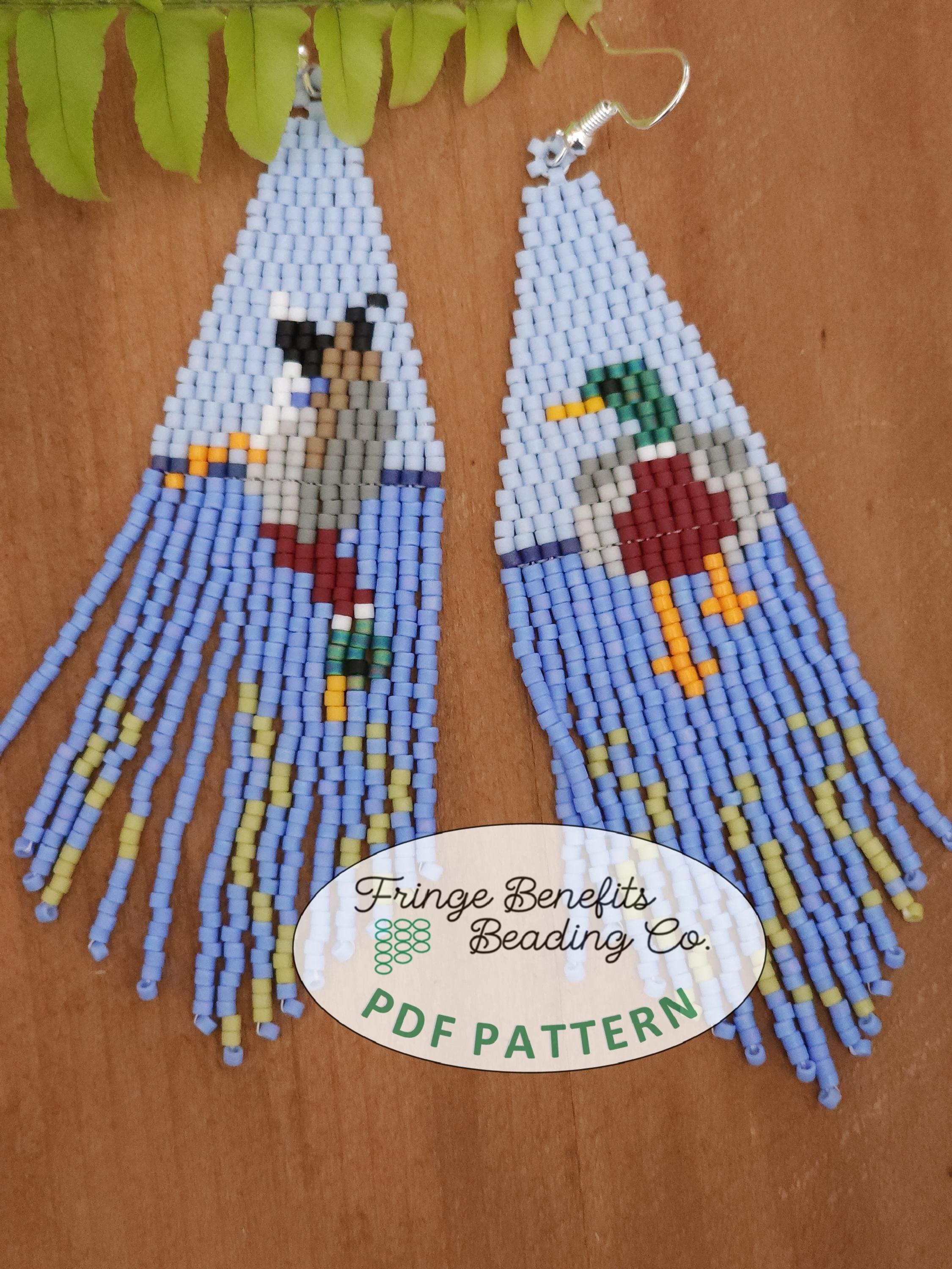 PDF BEADING PATTERN - Mallard Duck Beaded Bird Fringe Earrings Pattern ...