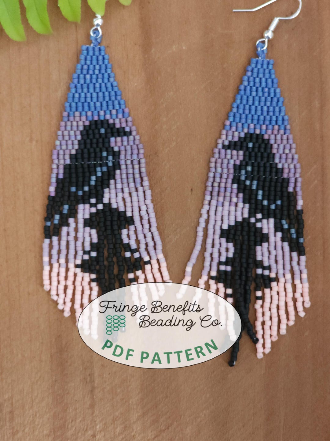PDF BEADING PATTERN - Birds! Crow at Sunset Beaded Fringe Earrings ...