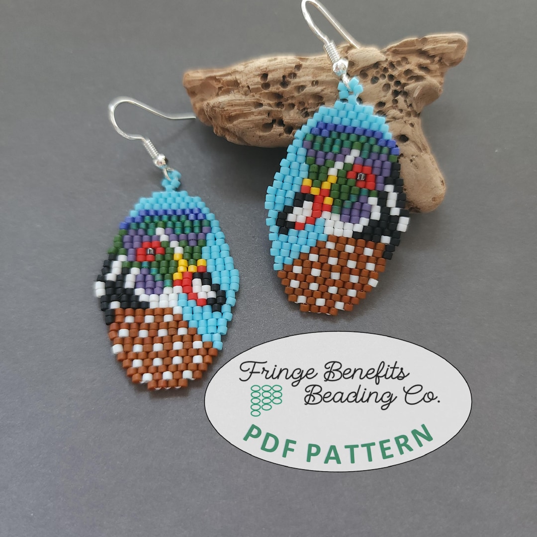 PDF BEADING PATTERN - Wood Duck Beaded Oval Earrings Pattern for Bird ...