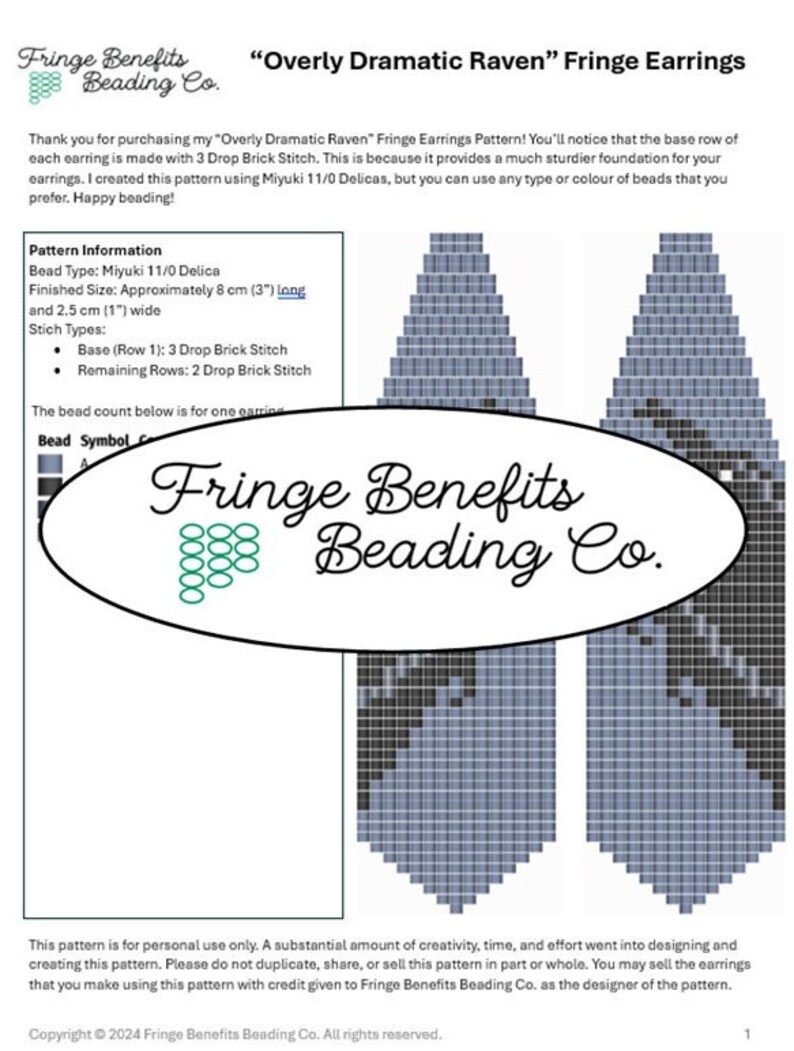 Birds overly Dramatic Raven Beaded Fringe Earring Pattern by Fringe ...