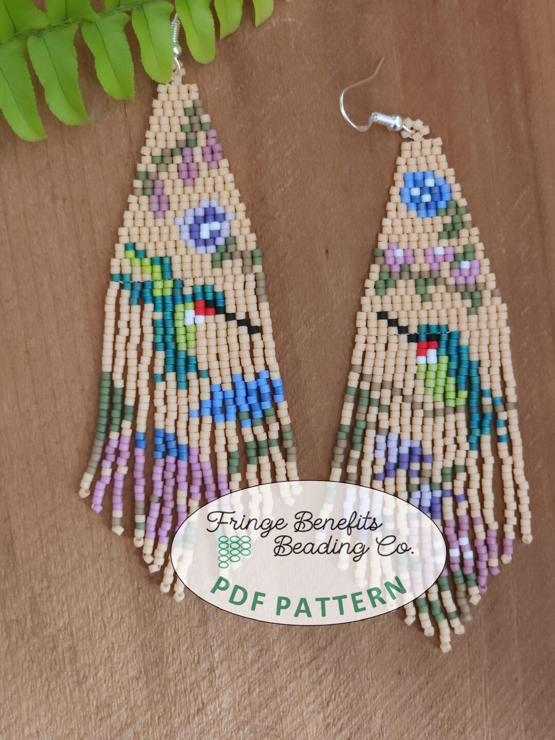 PDF BEADING PATTERN - Birds! Ruby Throated Hummingbird Beaded Fringe ...