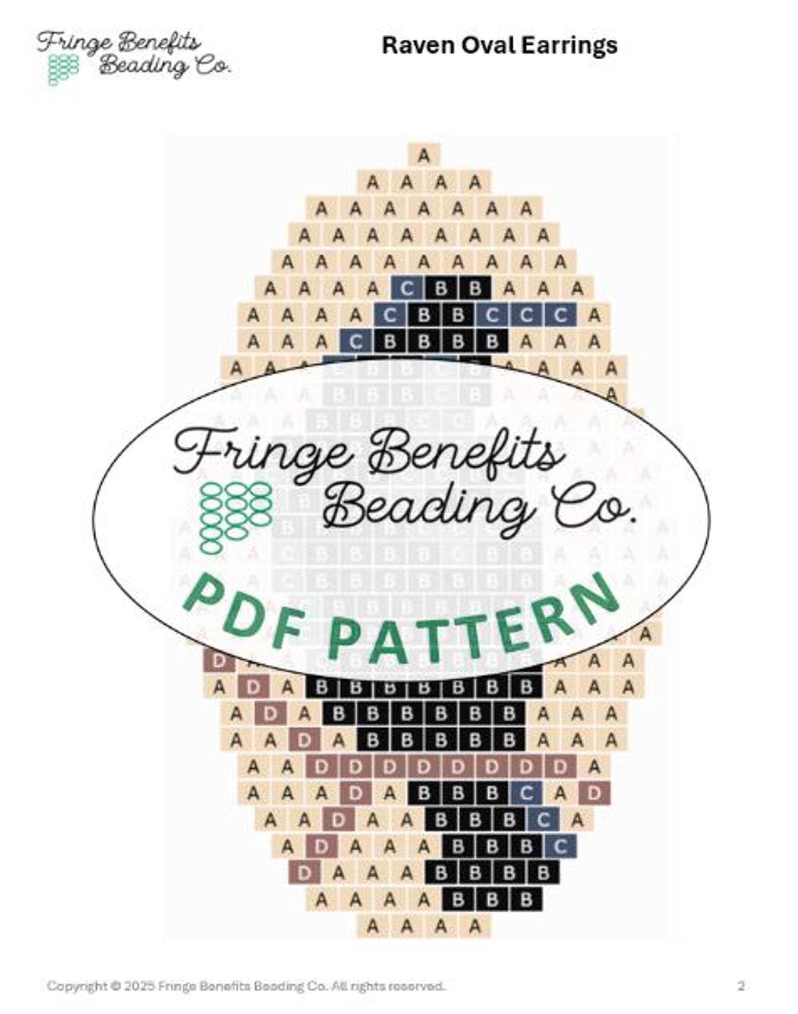 PDF BEADING PATTERN - Raven Beaded Oval Earrings Pattern for Bird and ...