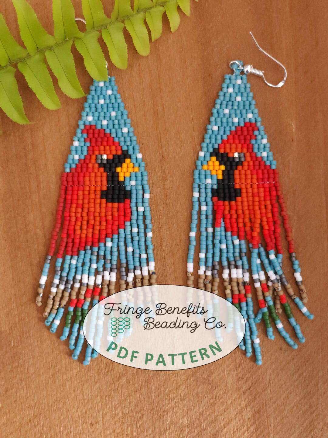 PDF BEADING PATTERN - Birds! Northern Cardinal Portrait Beaded Fringe ...