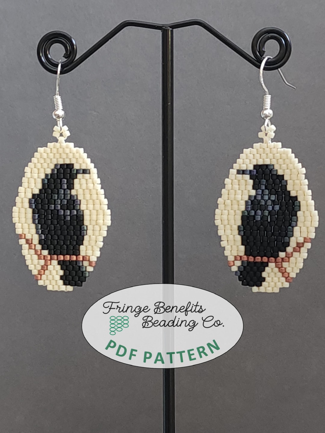 PDF BEADING PATTERN Birds Raven Beaded Oval Earrings Pattern - Etsy