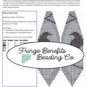 PDF BEADING PATTERN - Raven at Midnight Beaded Bird Fringe Earrings ...