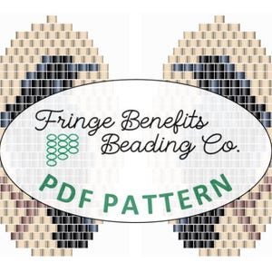 PDF BEADING PATTERN - Raven Beaded Oval Earrings Pattern for Bird and ...