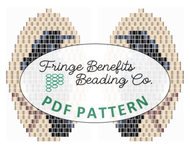 PDF BEADING PATTERN - Raven Beaded Oval Earrings Pattern for Bird and ...