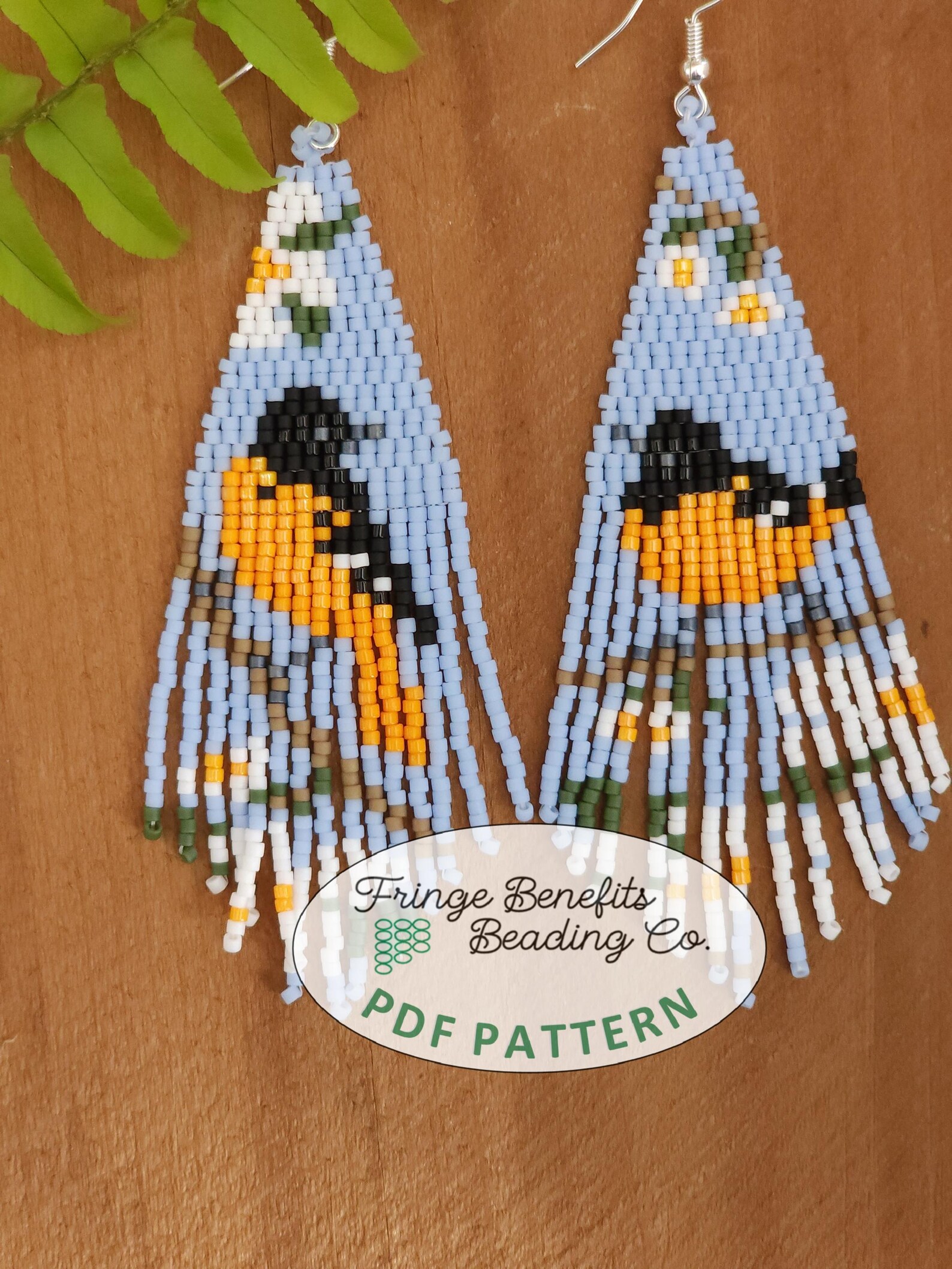 PDF BEADING PATTERN - Birds! Baltimore Orioles Beaded Fringe Earrings ...