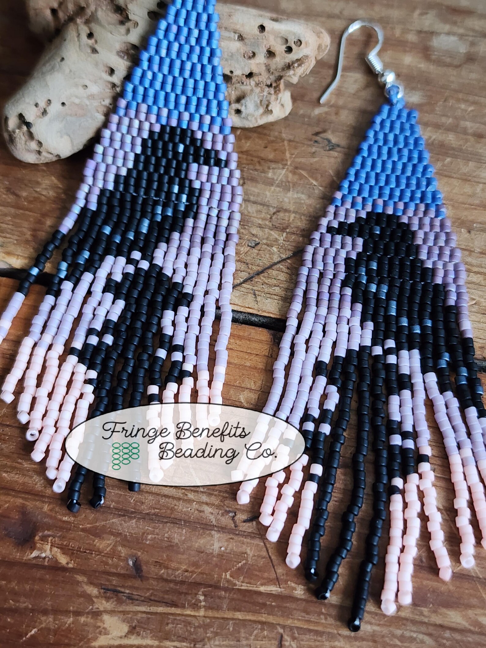 Birds Crow at Sunset Beaded Fringe Earrings by Fringe Benefits Beading ...